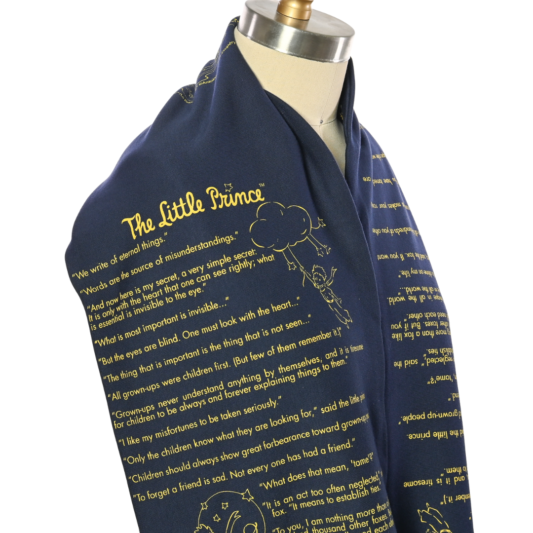 The Little Prince Book Scarf | Cream and Blue Infinity Scarf - Storiarts