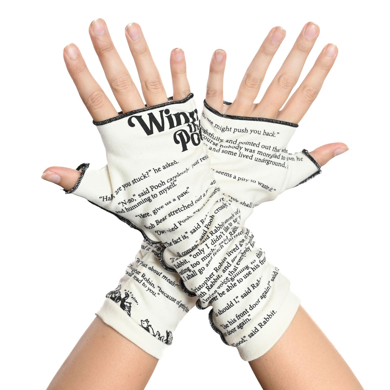 Winnie-the-Pooh Writing Gloves | Fingerless Gloves - Storiarts