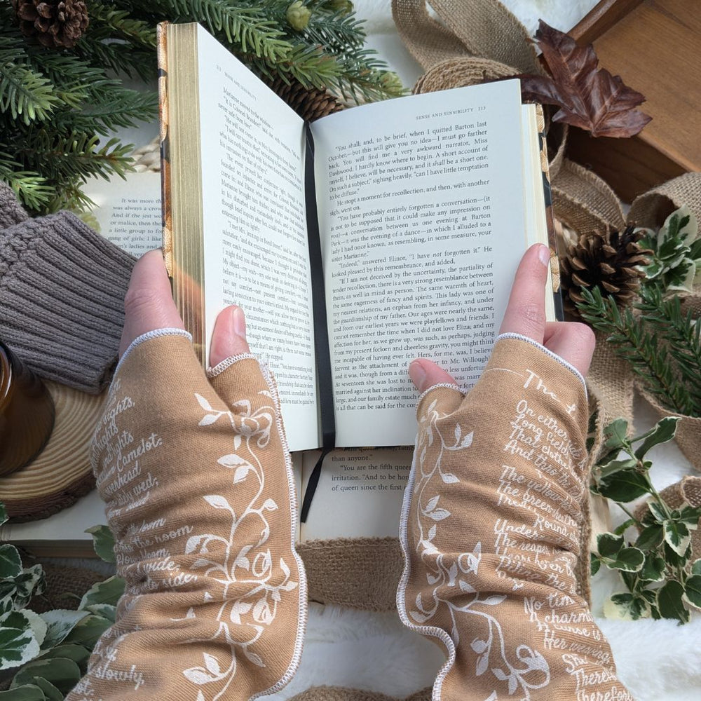 The Lady of Shalott Writing Gloves | Fingerless Cotton Gloves - Storiarts