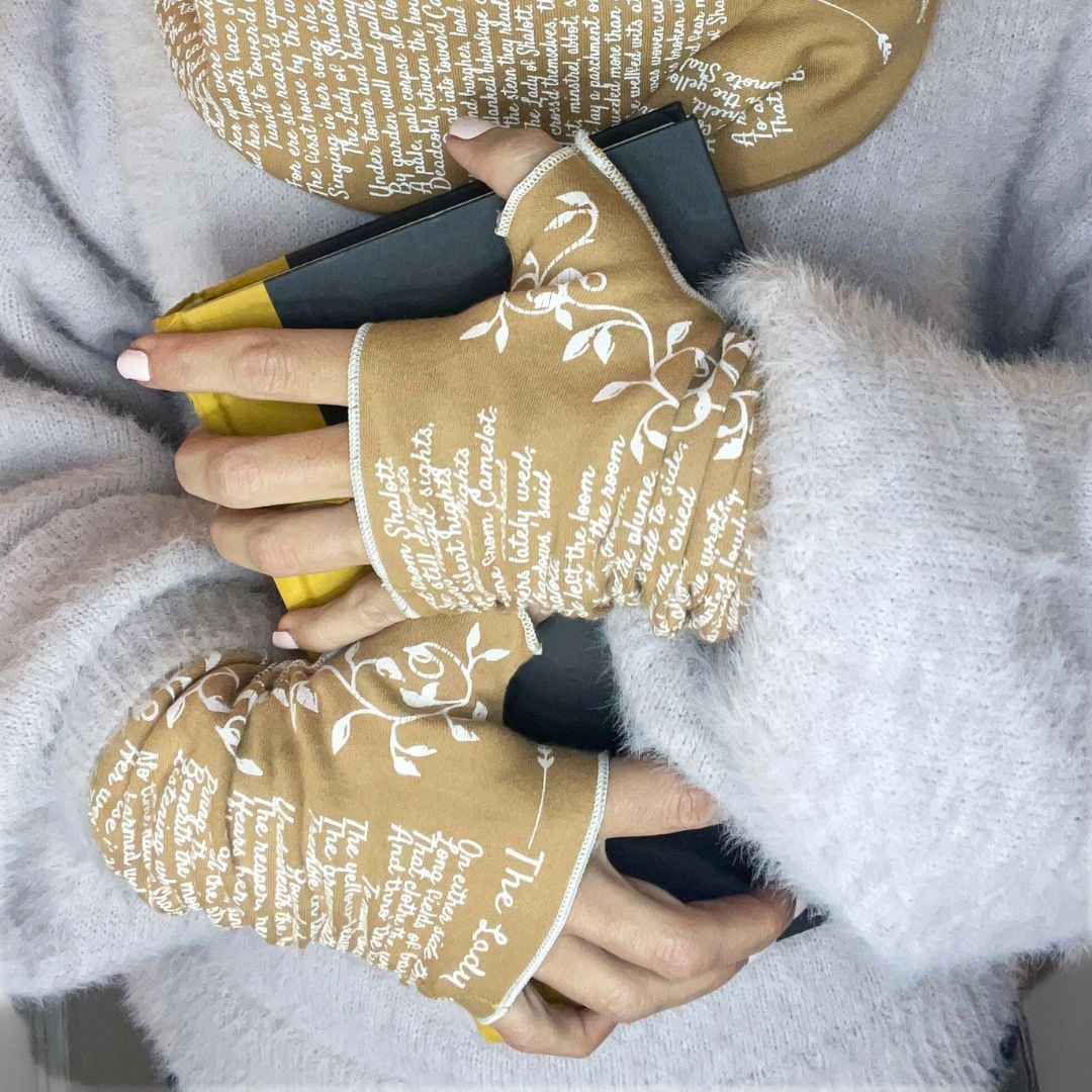 The Lady of Shalott Writing Gloves | Fingerless Cotton Gloves - Storiarts