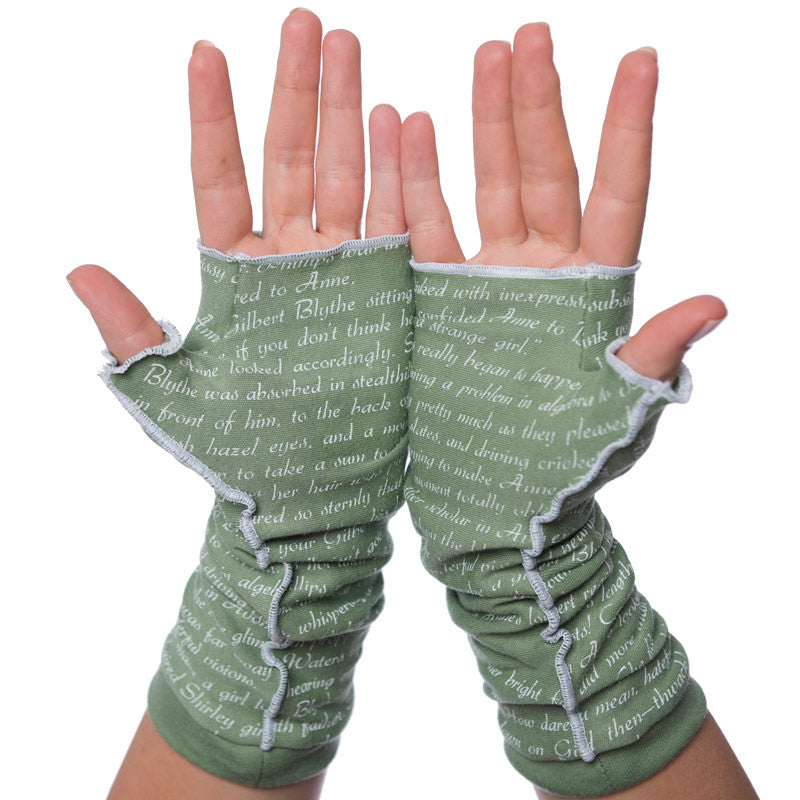 Anne of Green Gables Cotton Writing Gloves | Green Fingerless Gloves ...