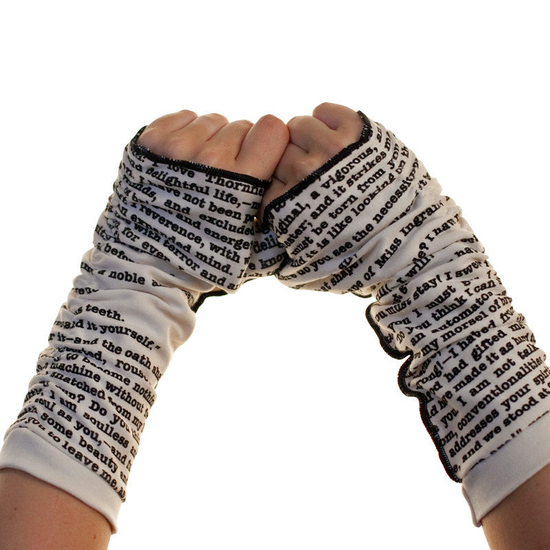 Jane Eyre Writing Gloves | White and Black Fingerless Gloves - Storiarts