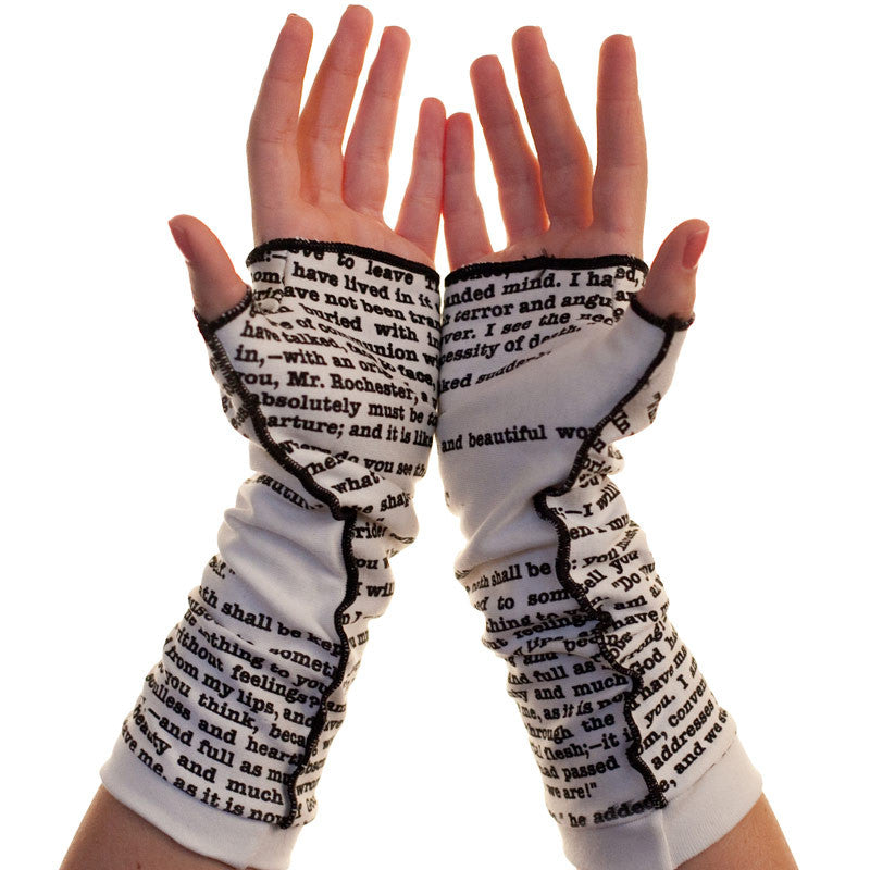 Jane Eyre Writing Gloves | White and Black Fingerless Gloves - Storiarts